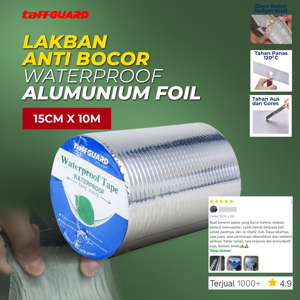 Jual Lakban Aluminum Foil ukuran 15cm x 10m anti bocor waterproof untuk tambal atap, pipa ...