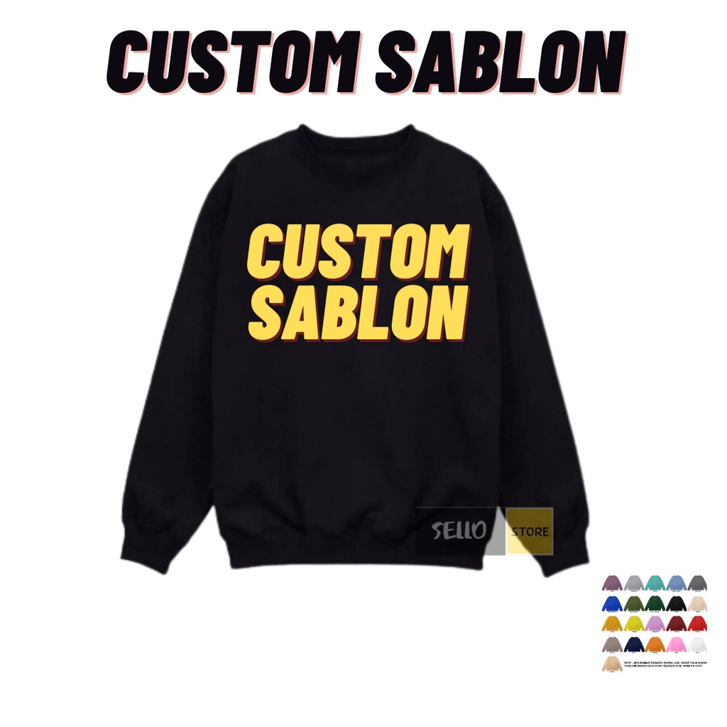 Jual Sweater Custom Sablon Satuan Crewneck Pria Costum Foto Desain ...
