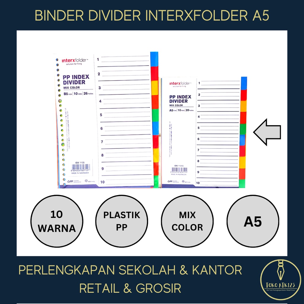 Jual Binder Divider / Pembatas Binder Uk. A5 InterXFolder 10 Warna ...