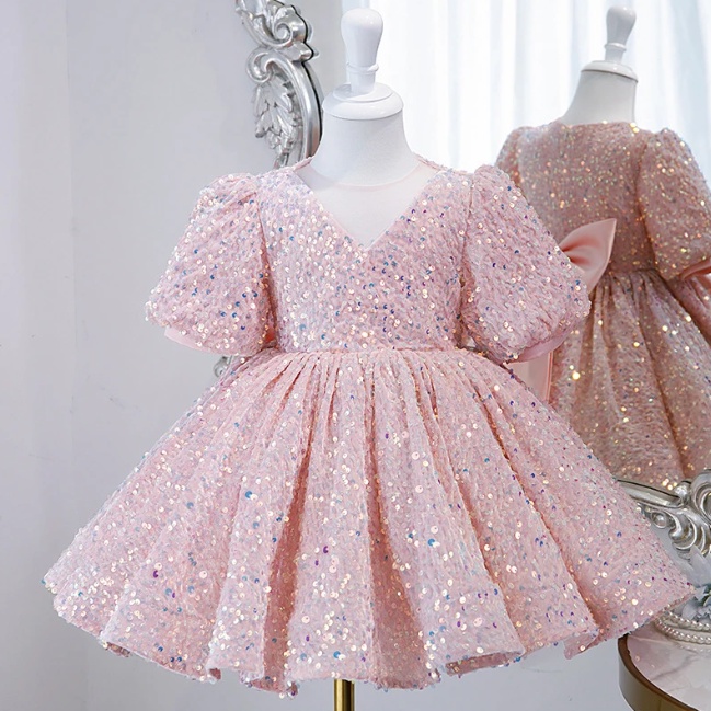 Jual gaun anak dress party ballgown Sequin Baby Baptism Dresses 2-12 ...