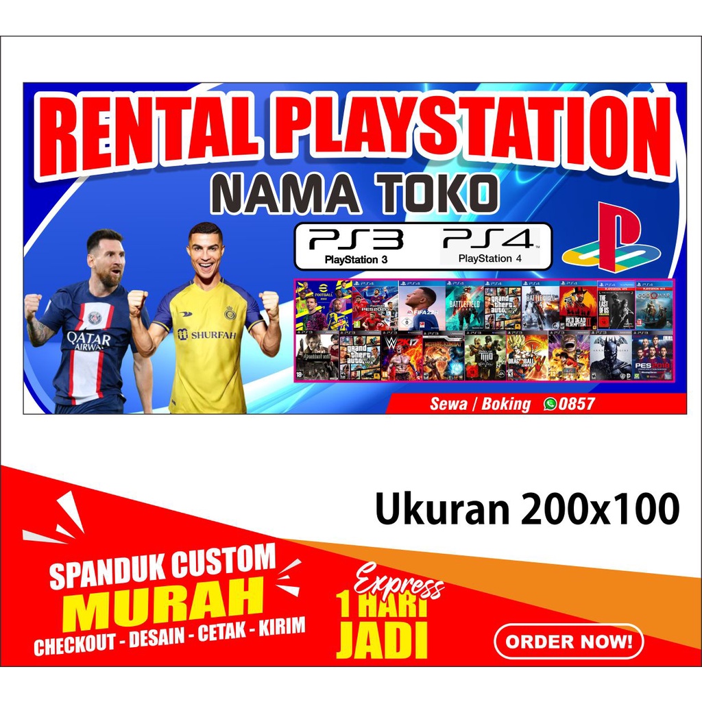 Jual Banner RENTAL PS PLAYSTATION, Spanduk RENTAL PS PLAYSTATION, 200X100 cm, ( Bayar DiTempat ...