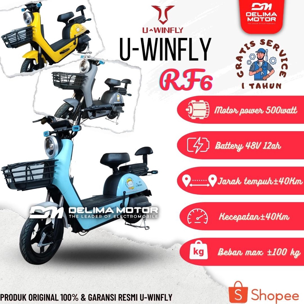 Jual SEPEDA LISTRIK UWINFLY REDFISH 6 / REDFISH 6 / RF-6 GARANSI RESMI | Shopee Indonesia