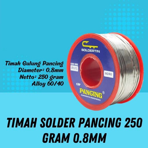 Jual TIMAH SOLDER (Solder Tin) (1/4kg) Cap Pancing 60/40 - 0,8mm-250gram 1 ROll Timah Tinol ...