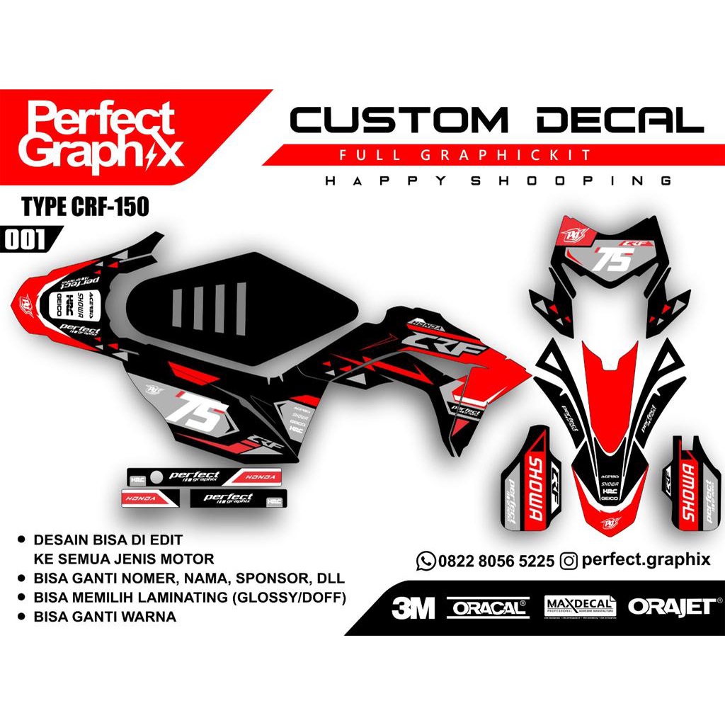 Jual DECAL CRF 150 L FULLBODY DECAL CRF FULL BODY [BISA CUSTOM] DECAL SUPERMOTO DECAL CRF ...