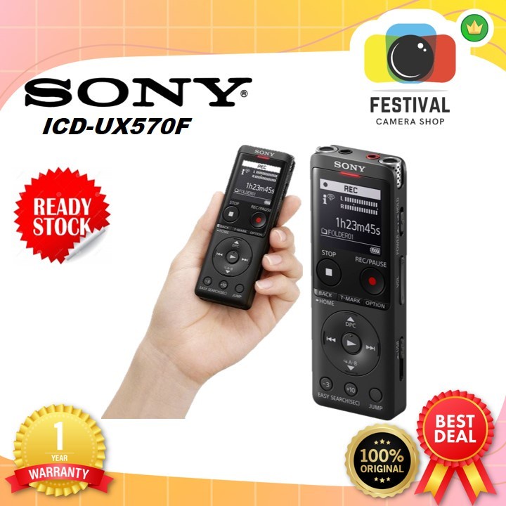 Jual Sony ICD-UX570 Stereo Digital Voice Recorder Built-in USB | Shopee ...