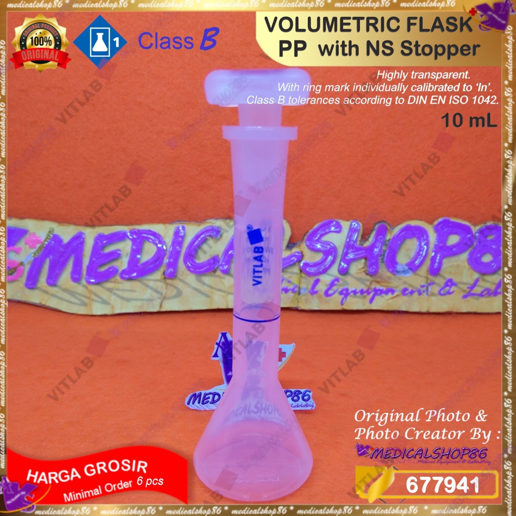 Jual VOLUMETRIC FLASK, PP, 10mL, Class B. VITLAB (Labu Ukur Plastik) | Shopee Indonesia