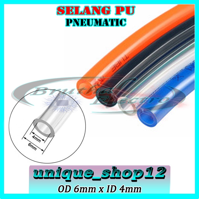 Jual Selang Pu Selang Pu (PollyUrethane) Ukuran OD 6mm x 4 mm Pneumatic Hose Meteran | Shopee ...