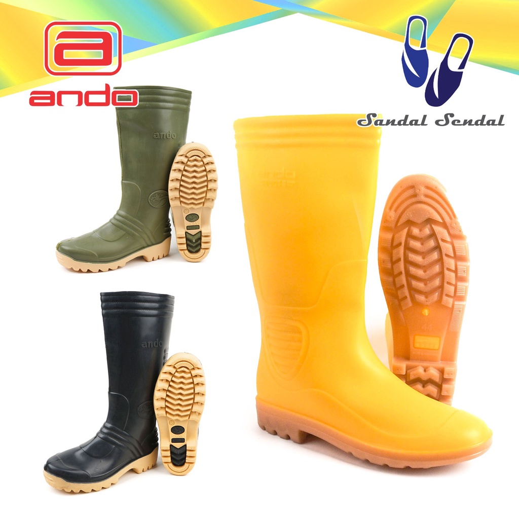 Jual Sepatu Boots Tinggi ANDO DRAGON HIJAU, HITAM & KUNING Karet Lokal ...