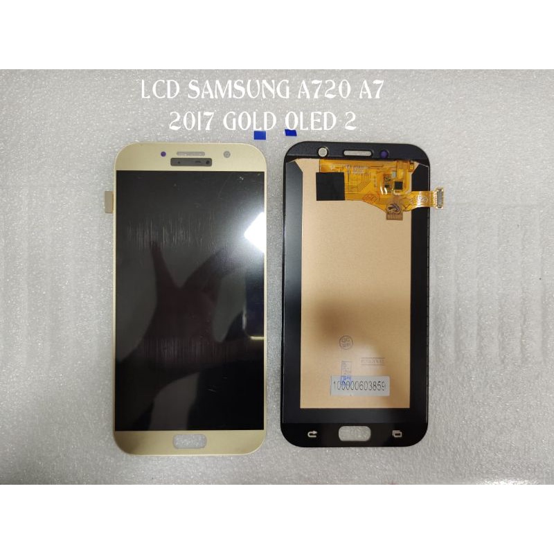 Jual LCD SAMSUNG A720 A7 2017 BLACK GOLD OLED 2 | Shopee Indonesia