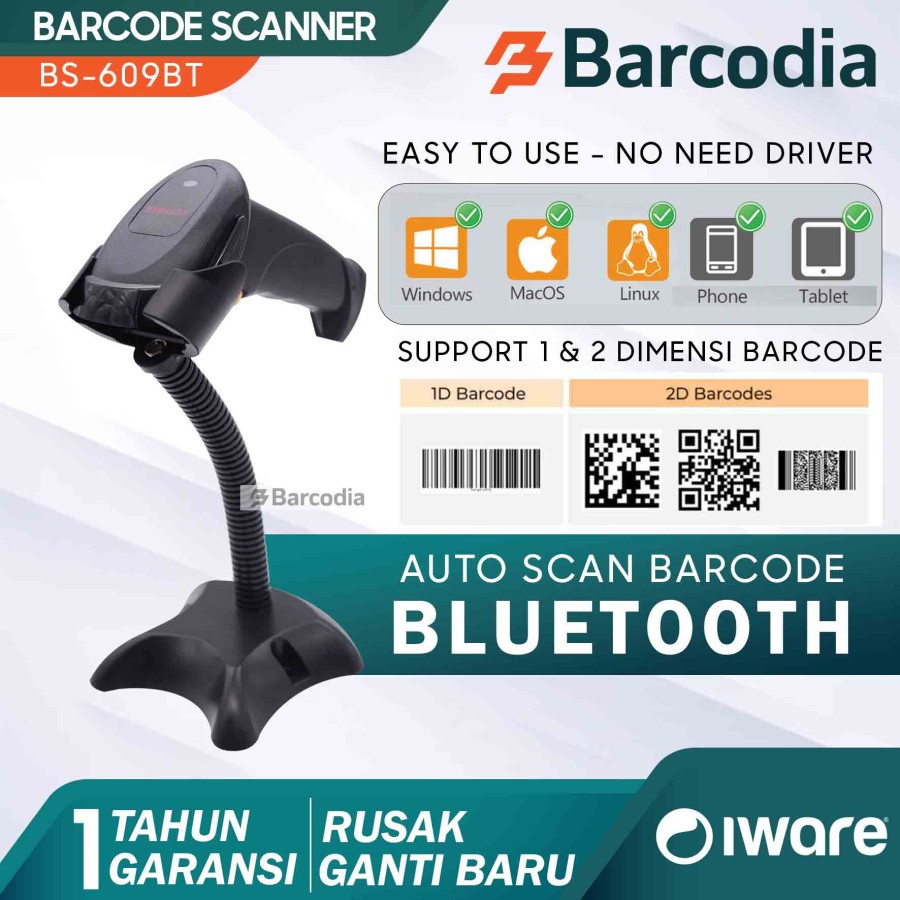 Jual 2D BLUETOOTH WIRELESS BARCODE SCANNER STAND IWARE BS-609BT ANDROID ...