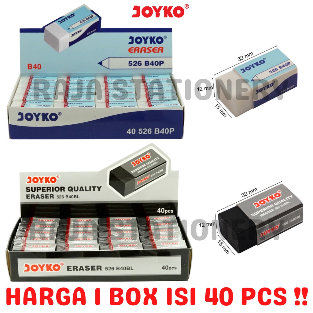 Jual JOYKO ERASER PENGHAPUS JOYKO KECIL PUTIH HITAM ANAK DUST FREE 526 B40P B40BL B40 BERSIH 1 ...