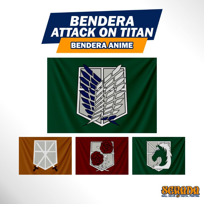 Jual Bendera Attack On Titan Bendera Anime Poster Logo Attack On Titan ...