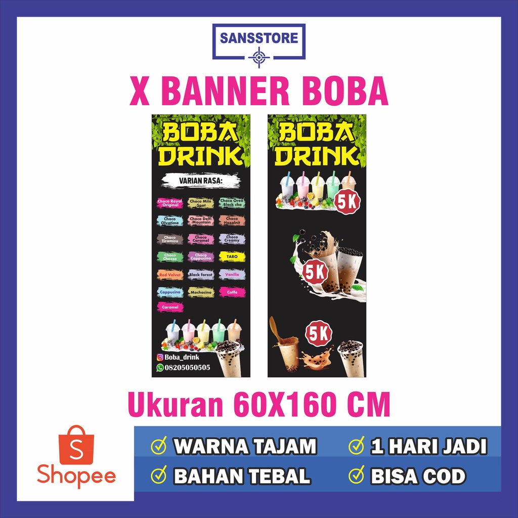 Jual X BANNER BOBA SPANDUK BANNER BENNER BENER | Shopee Indonesia