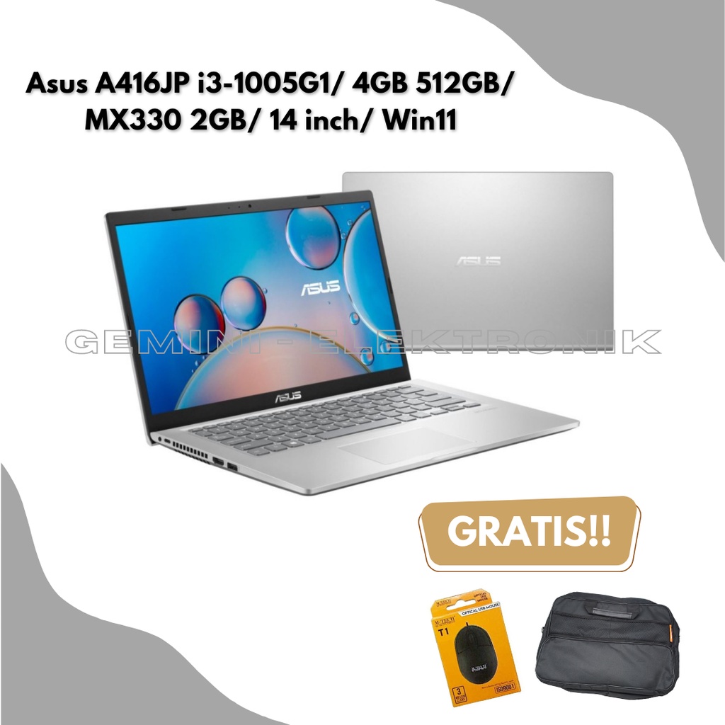 Jual Laptop Asus A416JP i3-1005G1 - 4GB 512GB - MX330 2GB - 14" - WIN ...