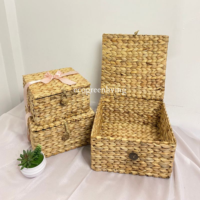 Jual kERANJANG ANYAMAN ENCENG GONDOK RUSTIC HOME STORAGE BOX MULTIFUNGI ...