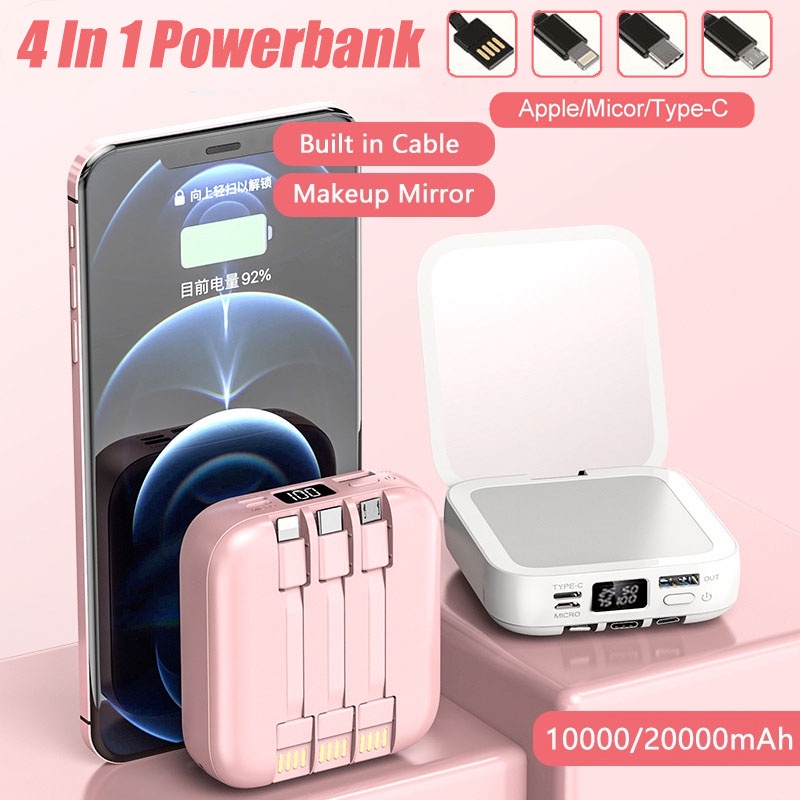 Jual 20000mAh Powerbank Beauty Mirror Power Bank Pengisian Cepat dengan ...
