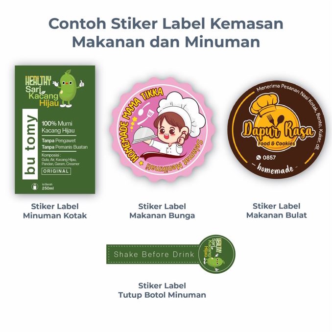 Jual Cetak Stiker Label HARGA PER 5 PCS Toko Kemasan Produk Custom ...