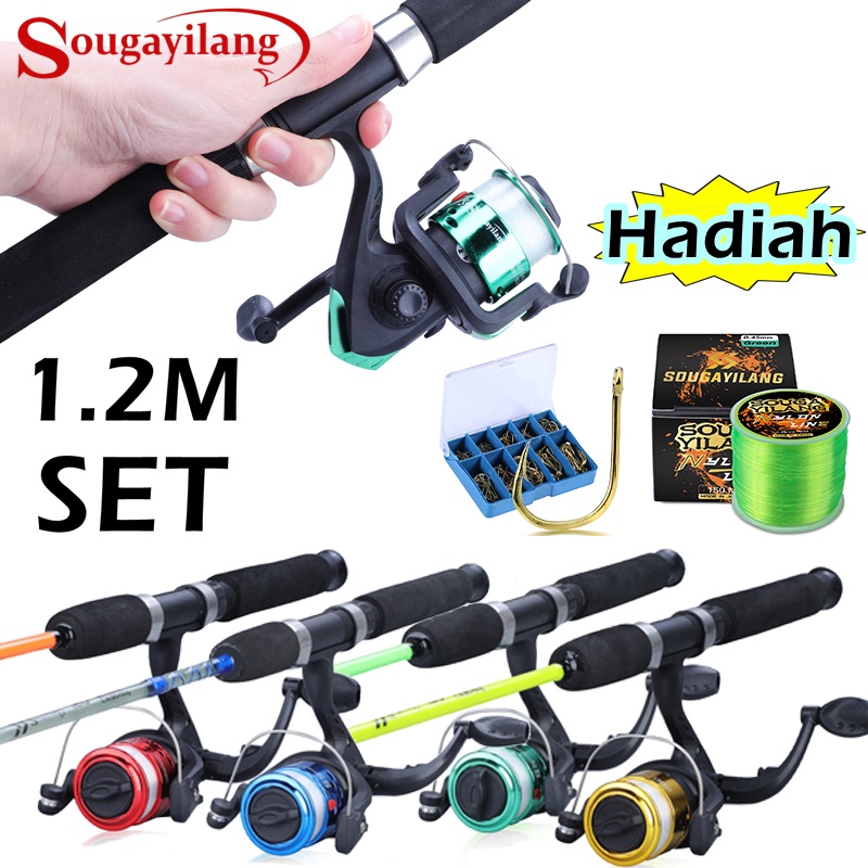 Jual Sougayilang 120cm Joran Pancing Set 2 Sections 1.2m Spining Rod With Fishing Reel Gear ...