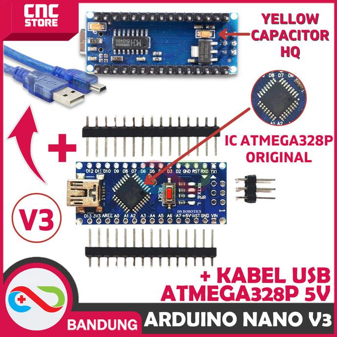 Jual [CNC] ARDUINO NANO V3 3.0 ATMEGA328P CH340 CH340G 5V BOARD + USB CABLE cncst00 Juara ...
