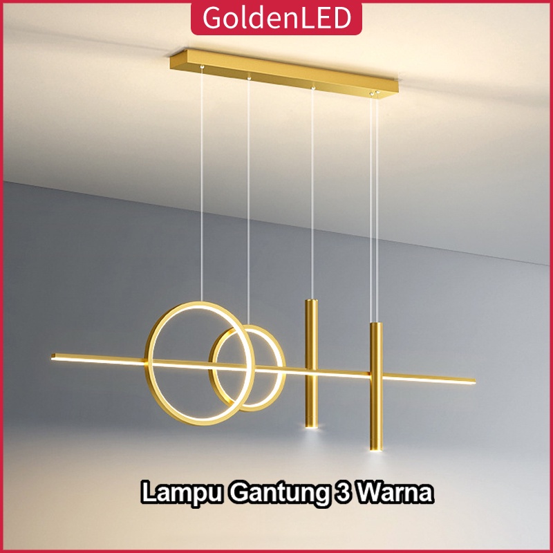 Jual Golden LED Lampu Gantung Minimalis Lampu 3 warna Lampu Hias Rumah ...
