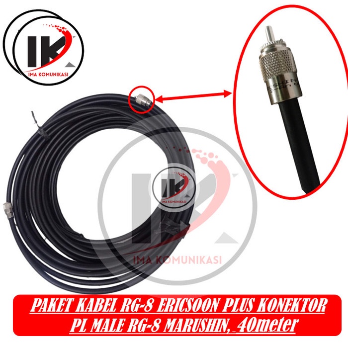 Jual Paket Kabel Rg-8 Ericson Plus Konektor Rg-8 Marushin Panjang 40 Meter | Shopee Indonesia