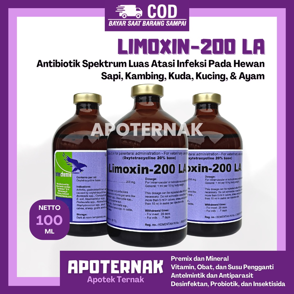 Jual LIMOXIN 200 LA | Antibiotik Spektrum Luas Atasi Infeksi Hewan ...