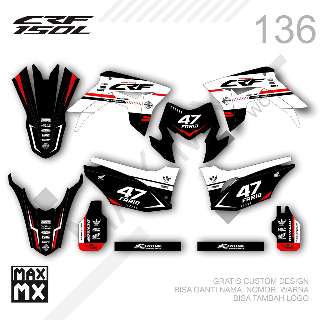 Jual Decal CRF 150L sticker motor CRF150L stiker variasi 136 MOTIF ...