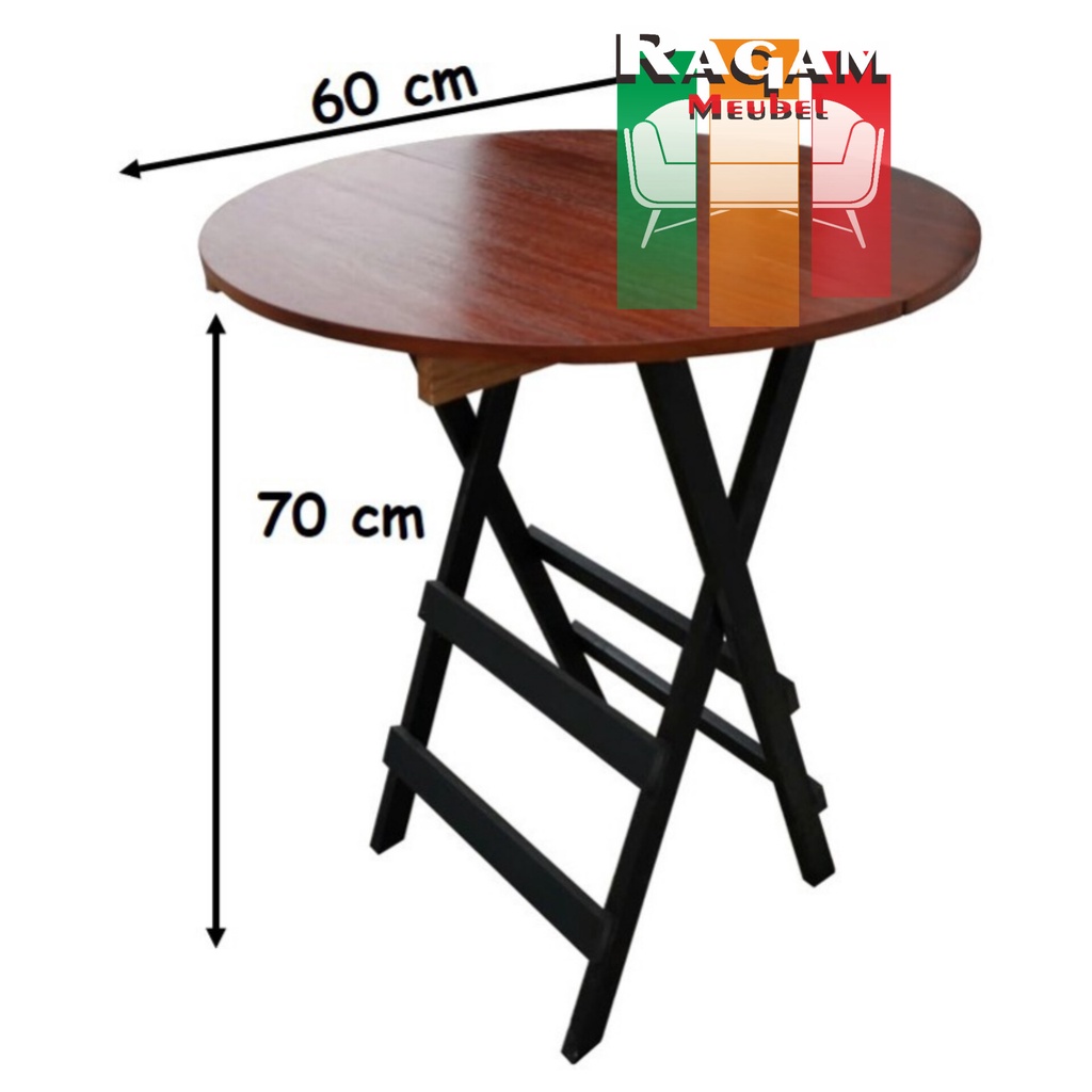 Jual Meja Bulat Lipat Diameter 60cm Tinggi 70/75cm bahan kayu jati ...