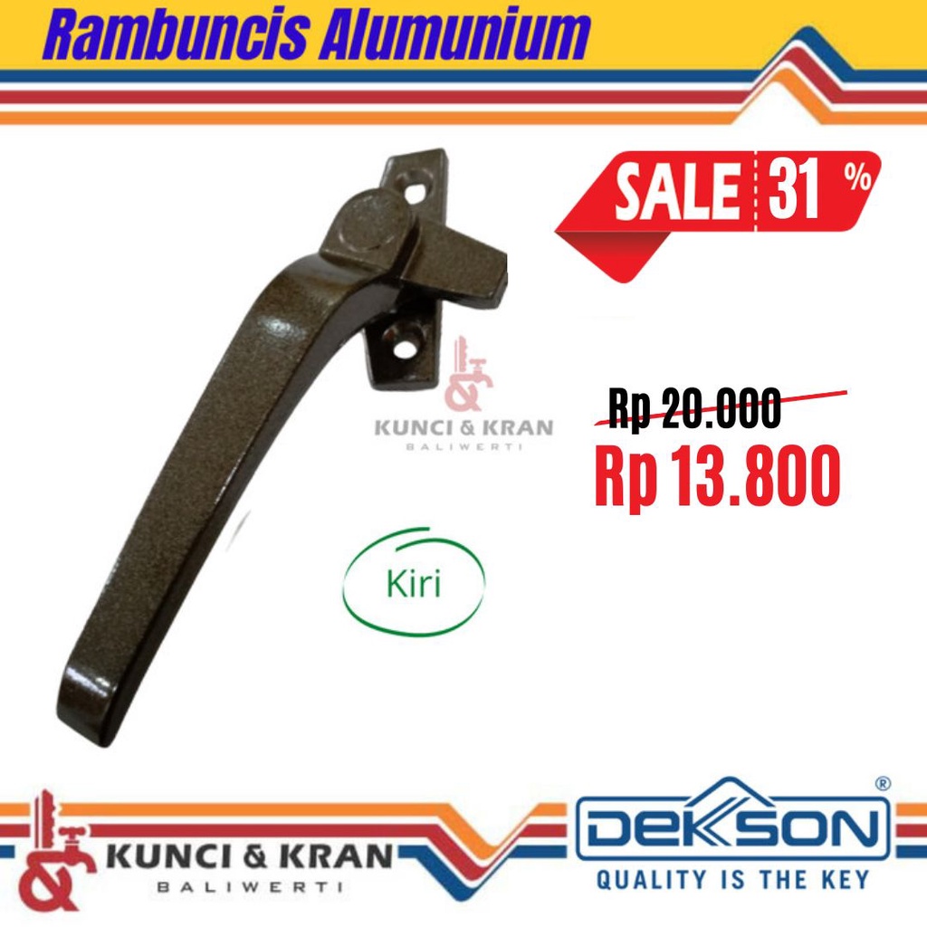 Jual Rambuncis Aluminium Dekkson DKS 423 LH BROWN Kunci Jendela kiri ...