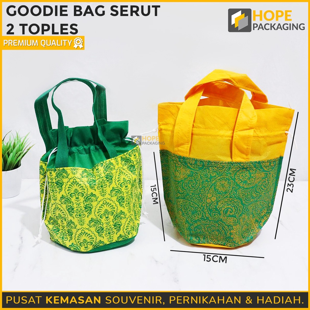 Jual Goodie Bag Spunbond hijau kuning Toples Kue Kering muat 2 Toples ...
