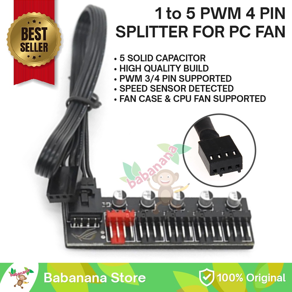 Jual Kabel Splitter 4 pin 1 to 5 fan PWM Hub Cable Detachable flat ...