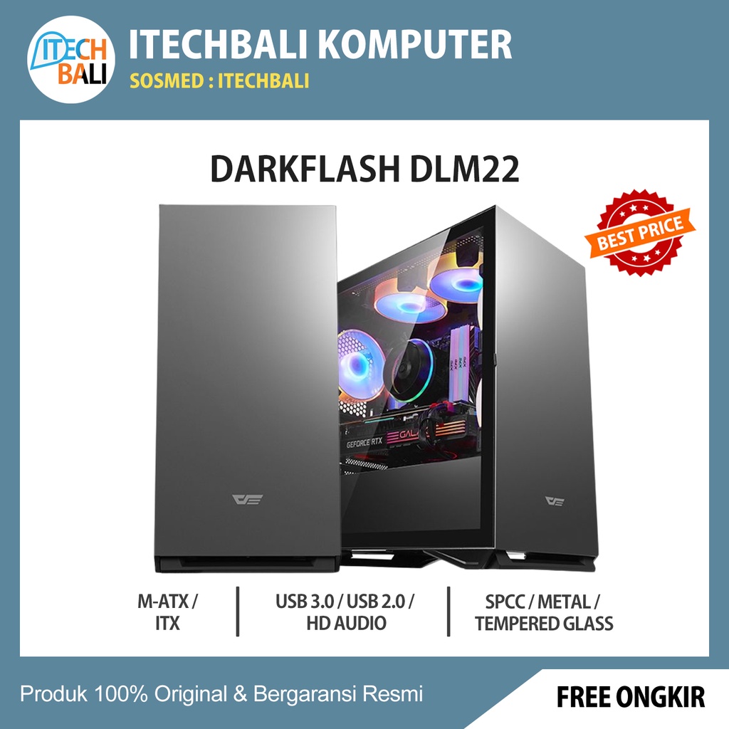 Jual Casing DARKFLASH DLM22 Black MATX Mini ITX | ITECHBALI | Shopee ...