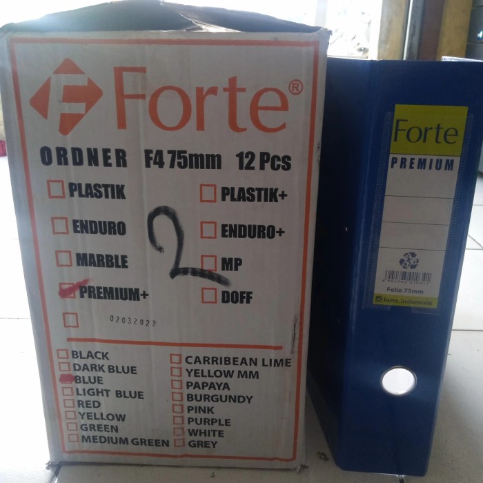 Jual Terlaris Odner Forte F4/ Folio 75Mm Premium/Dus Isi 12 Pcs-Biru ...