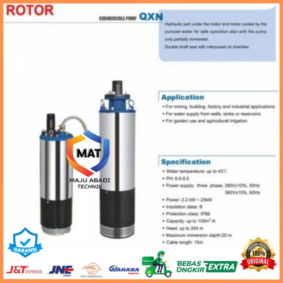 Jual Pompa Celup Tambag Emas ROTOR QXN 25/5-9,2 12,5HP Pompa Celup ...