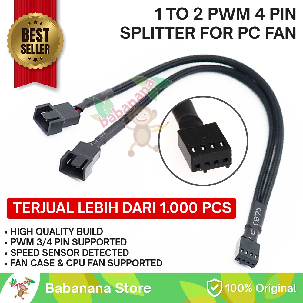 Jual Kabel Splitter Y 1 to 2 PWM Computer Fan Case Power 4 Pin 4Pin ...