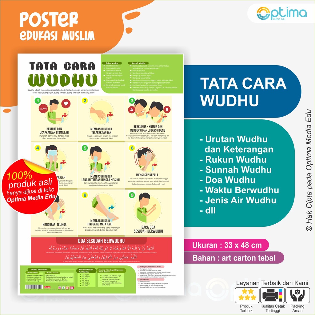Jual Poster Tata Cara Urutan Wudhu / Wudlu lengkap | Shopee Indonesia
