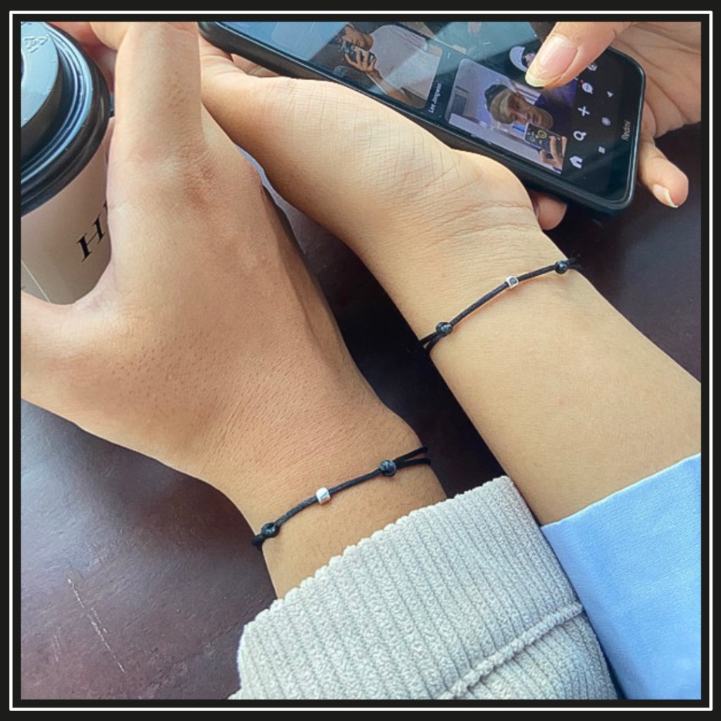 Jual Couple bracelet / gelang tangan aesthetic keren tali item hitam ...