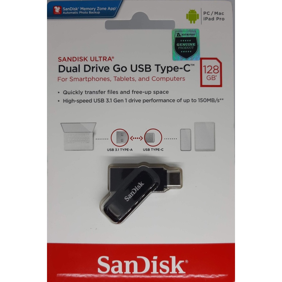 Jual Sandisk OTG 128GB USB Type-C USb 3.1 Ultra Dual Drive BLACK ...