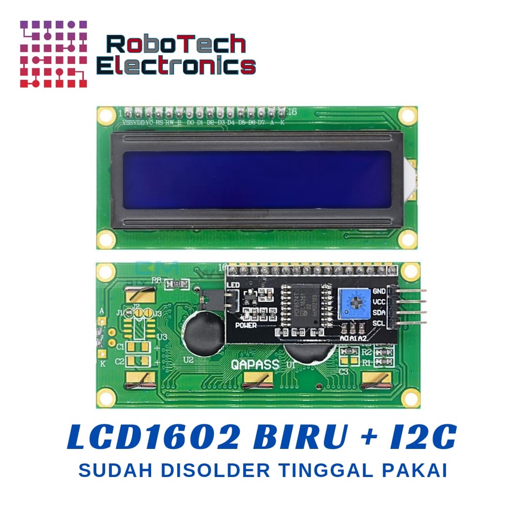 Jual LCD 16X2 1602 I2C IIC BACKLIGHT BIRU Arduino Uno - Free (Sudah ...