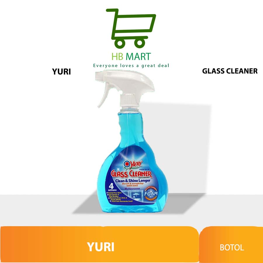 Jual Yuri Glass Cleaner Foam Fresh Blue 500 Ml | Shopee Indonesia