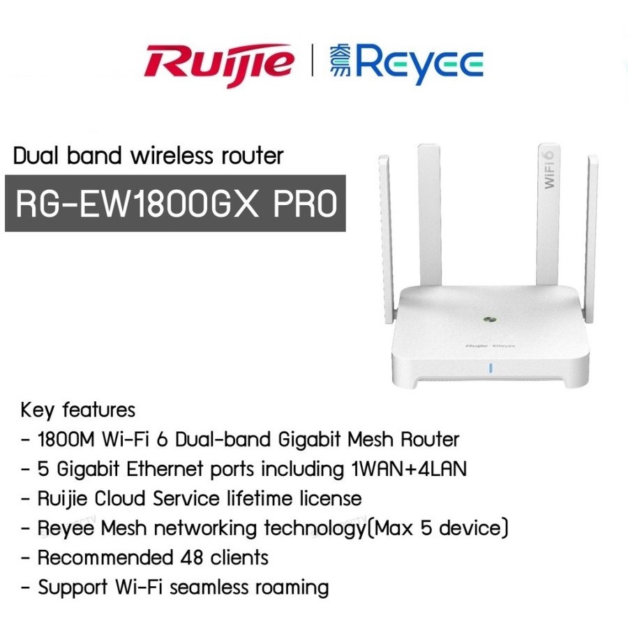 Jual Ruijie RG-EW1800GX PRO 1800Mbps Wi-Fi 6 Dual-band Gigabit Mesh ...