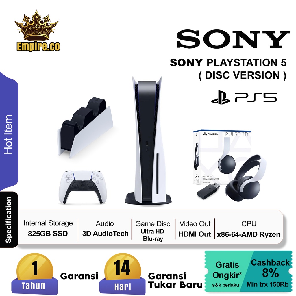Jual Sony Playstation 5 PS 5 PS5 Game Console DualSense Controller Disc Version | Shopee Indonesia