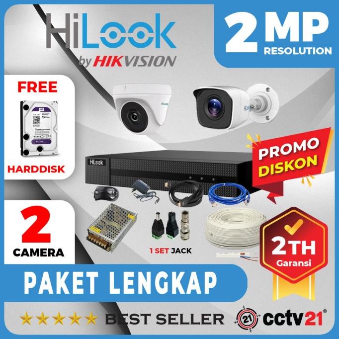 Jual Paket CCTV HILOOK 2CH / 2 Channel Kamera Full HD 2MP Komplit Lengkap | Shopee Indonesia
