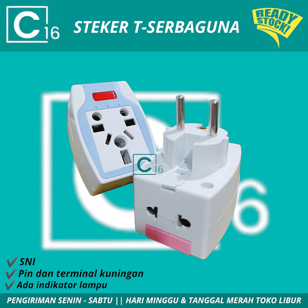 Jual Steker T Serbaguna 2 Kaki Multifungsi / Colokan Listrik T ...