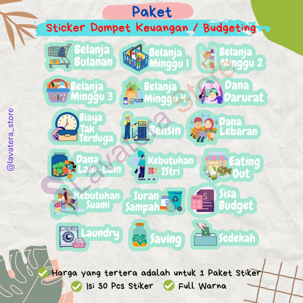Jual LS - Stiker Dompet Keuangan/Stiker Budgeting/Stiker Dompet ...
