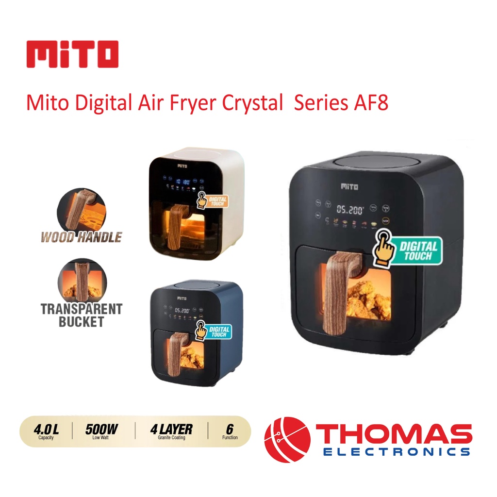 Jual Mito Digital Air Fryer Crystal Series 4 Liter Af8 Transparan Af 8