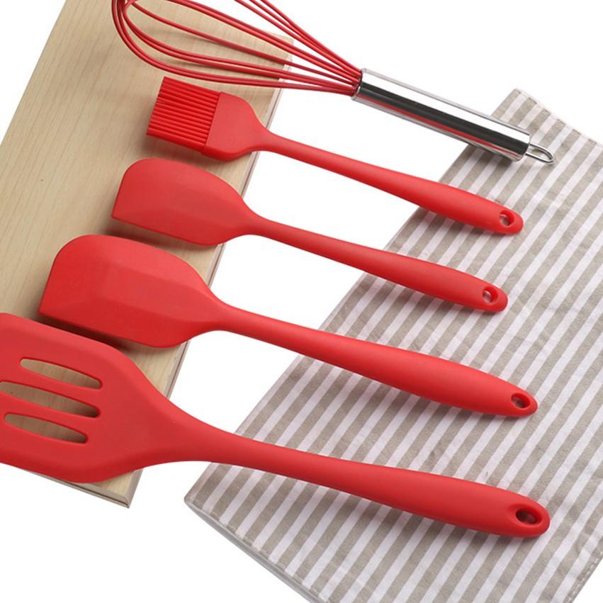 Jual Set Alat Masak Set 5 Pcs Silikon Spatula Sutil Anti Panas | Shopee ...