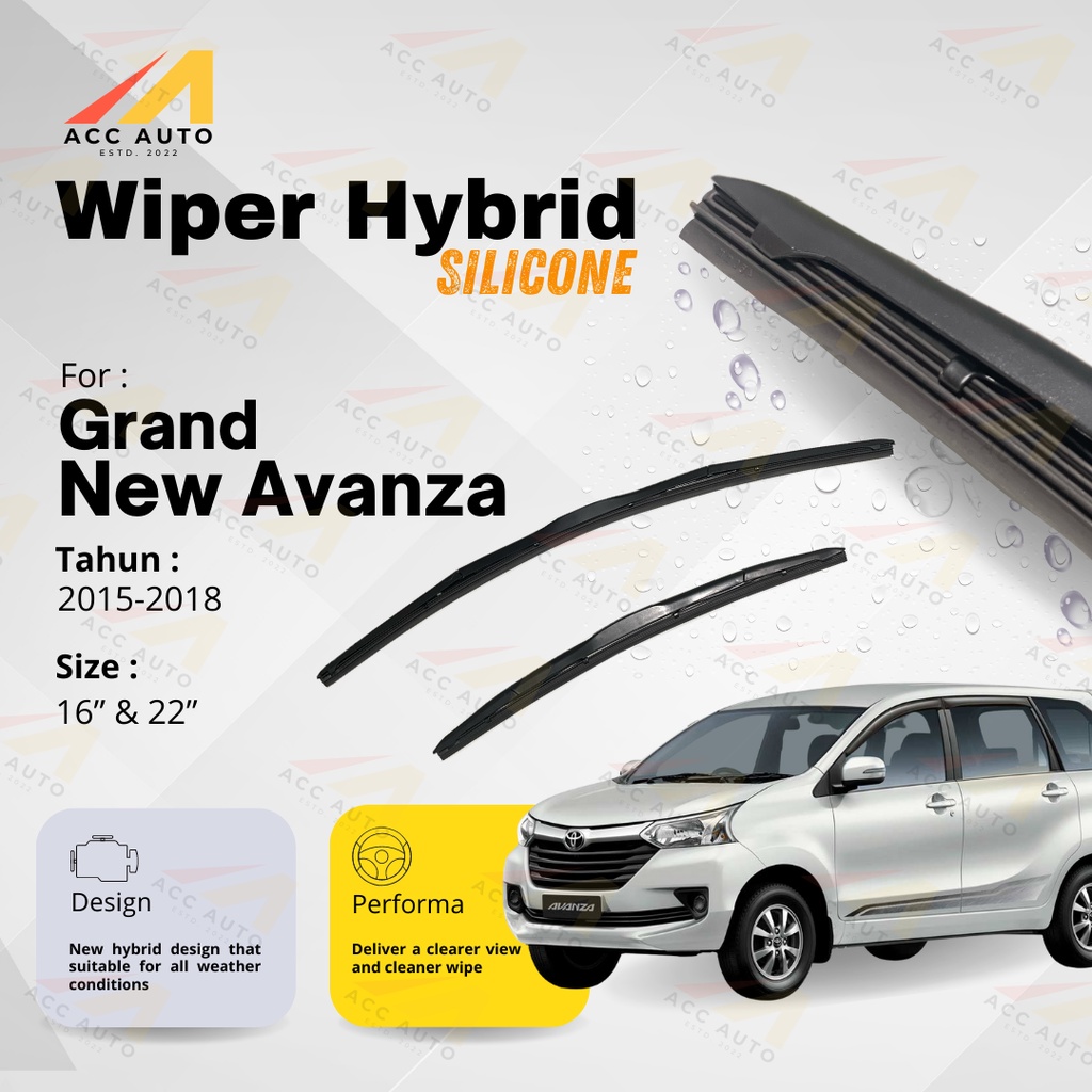 Jual Wiper Frameless Mobil Toyota Grand New Avanza Karet Kaca Silicon Hybrid / Kipas Kaca Model ...