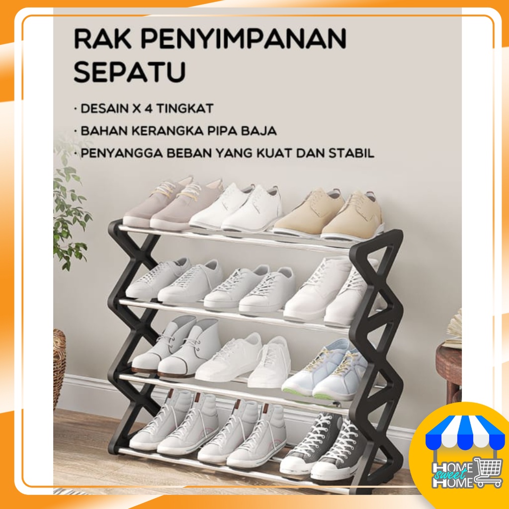 Jual Rak Sepatu Minimalis Susun Tingkat 4 Baja Kuat Kokoh Anti Karat ...