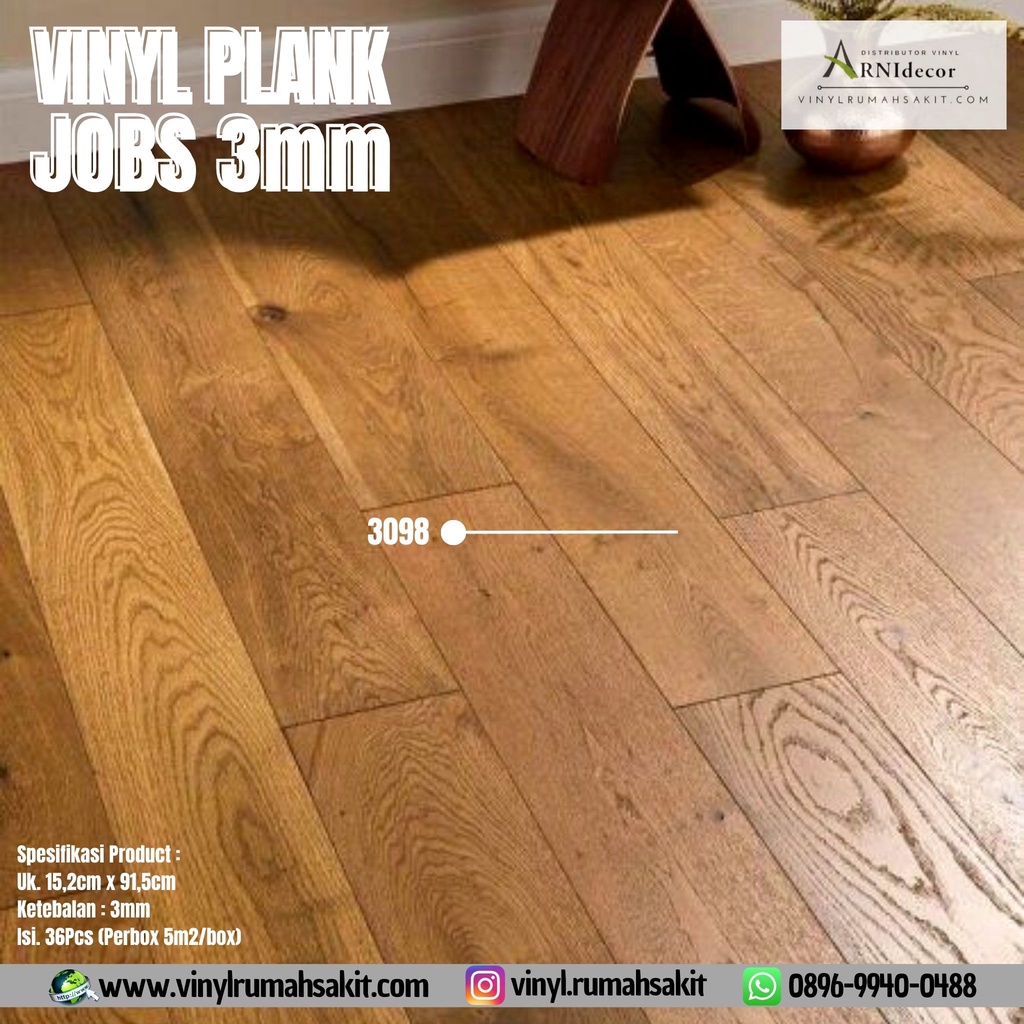 Jual Vinyl Plank Jobs Tebal 3mm - Bahan PVC Anti Rayap-Air Harga ...